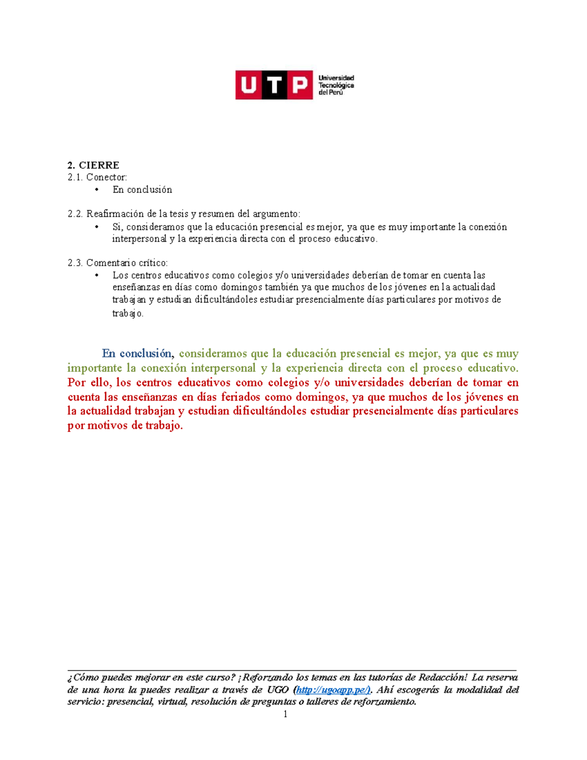 Conclusion - htrd - ¿Cómo puedes mejorar en este curso? ¡Reforzando los ...