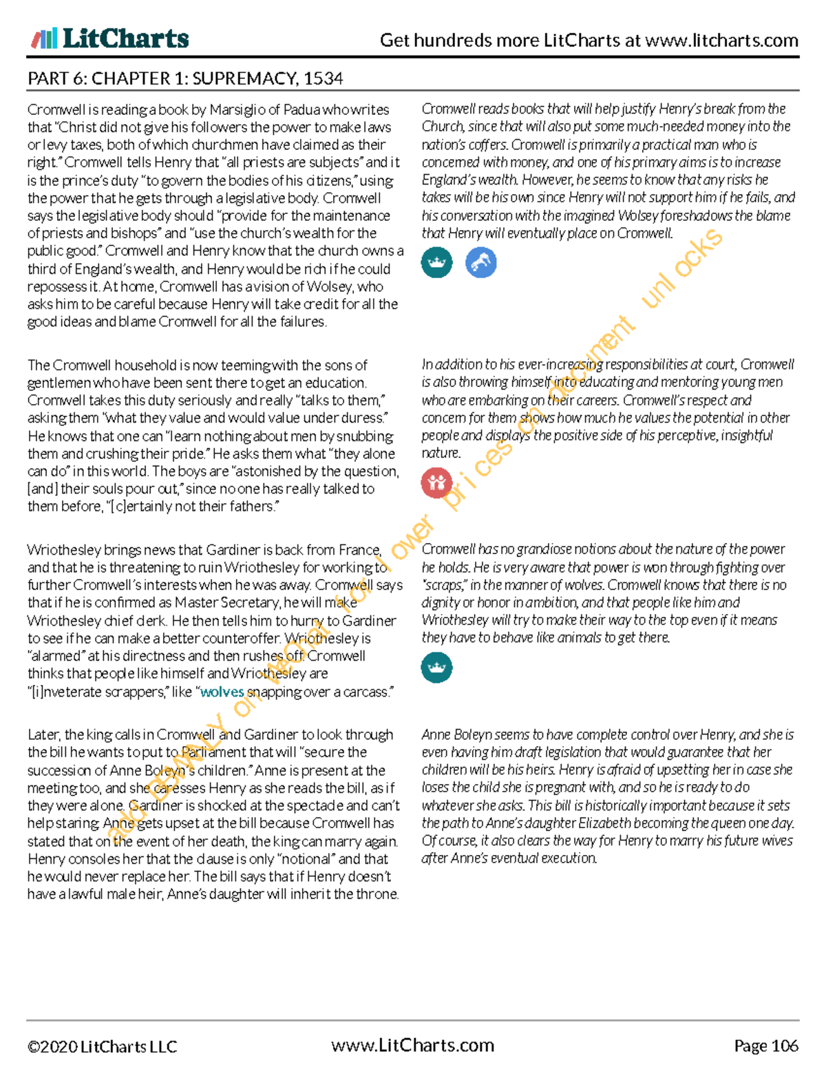 Wolf-Hall-Lit Chart 106 - PART 6: CHAPTER 1: SUPREMACY, 1534 Cromwell ...