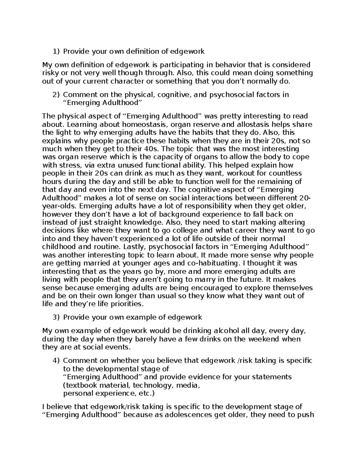 Edgework:Emerging Adult Assignment - Provide your own definition of ...