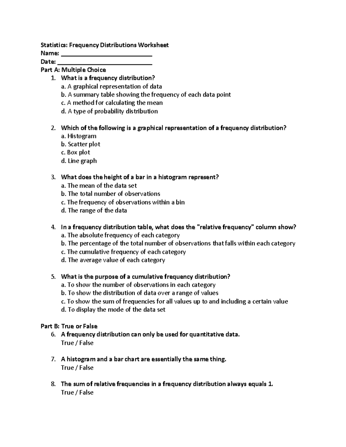 *Key*Frequency Distribution - Statistics: Frequency Distributions ...