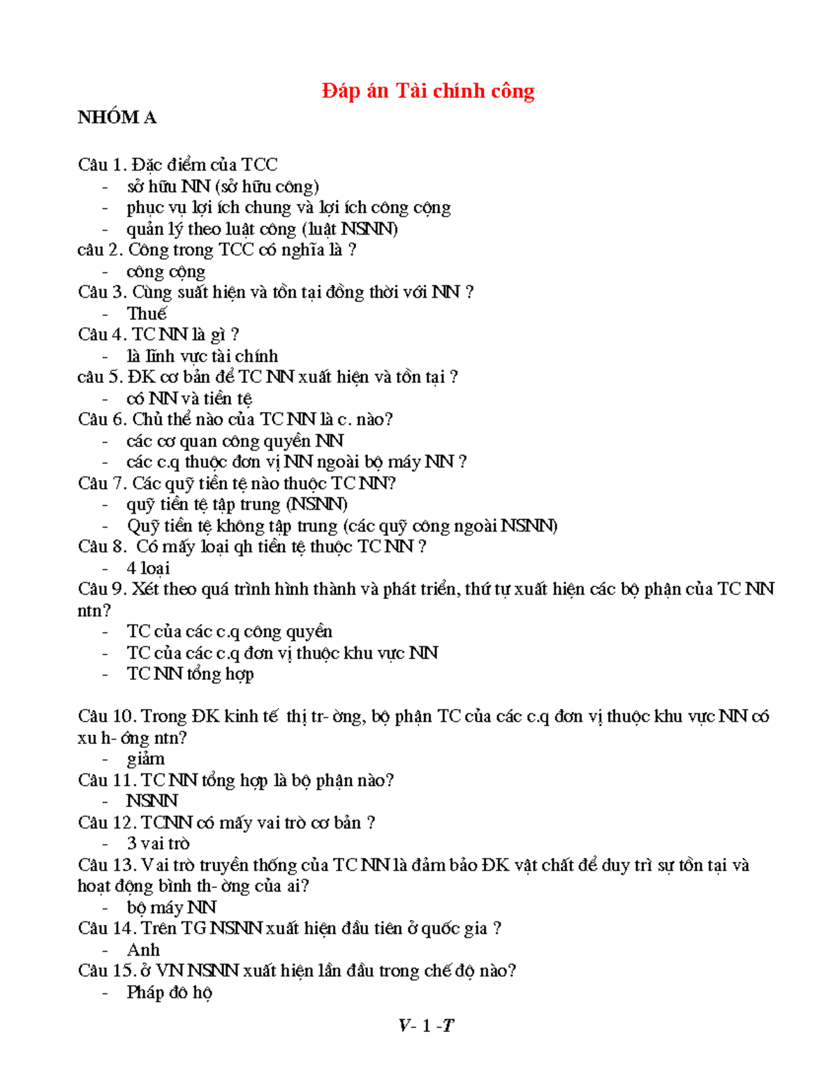 Tai chinh cong - tài liệu liên quan đến môn tài chính công - T i ch nh công Nhãm A C©u 1. §Æc ...