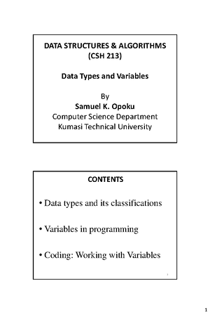 CSH 213 Day 09 - Data structures note for 3rd year Day 9 - DATA ...
