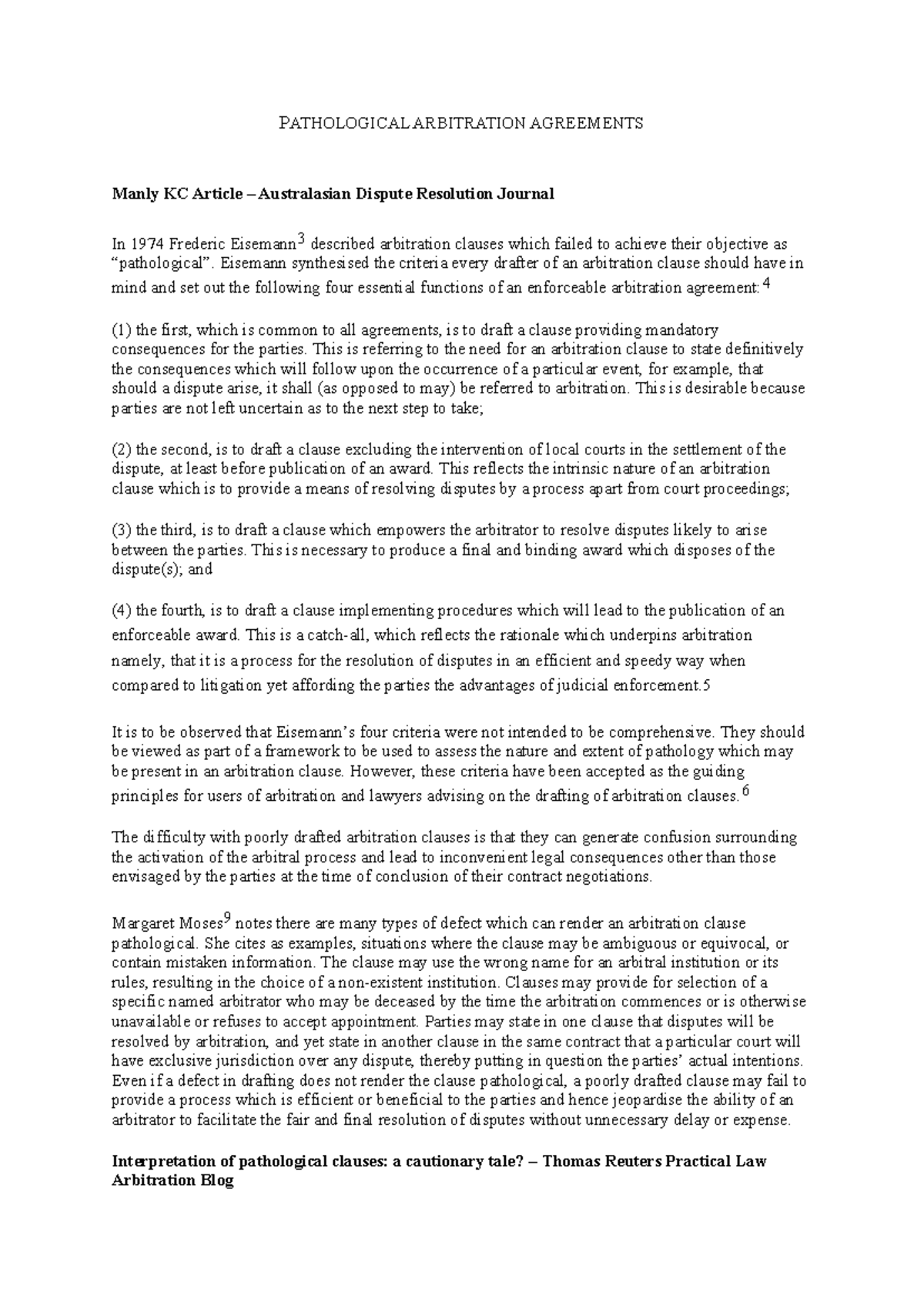 Pathological- Arbitration- Agreements - PATHOLOGICAL ARBITRATION ...