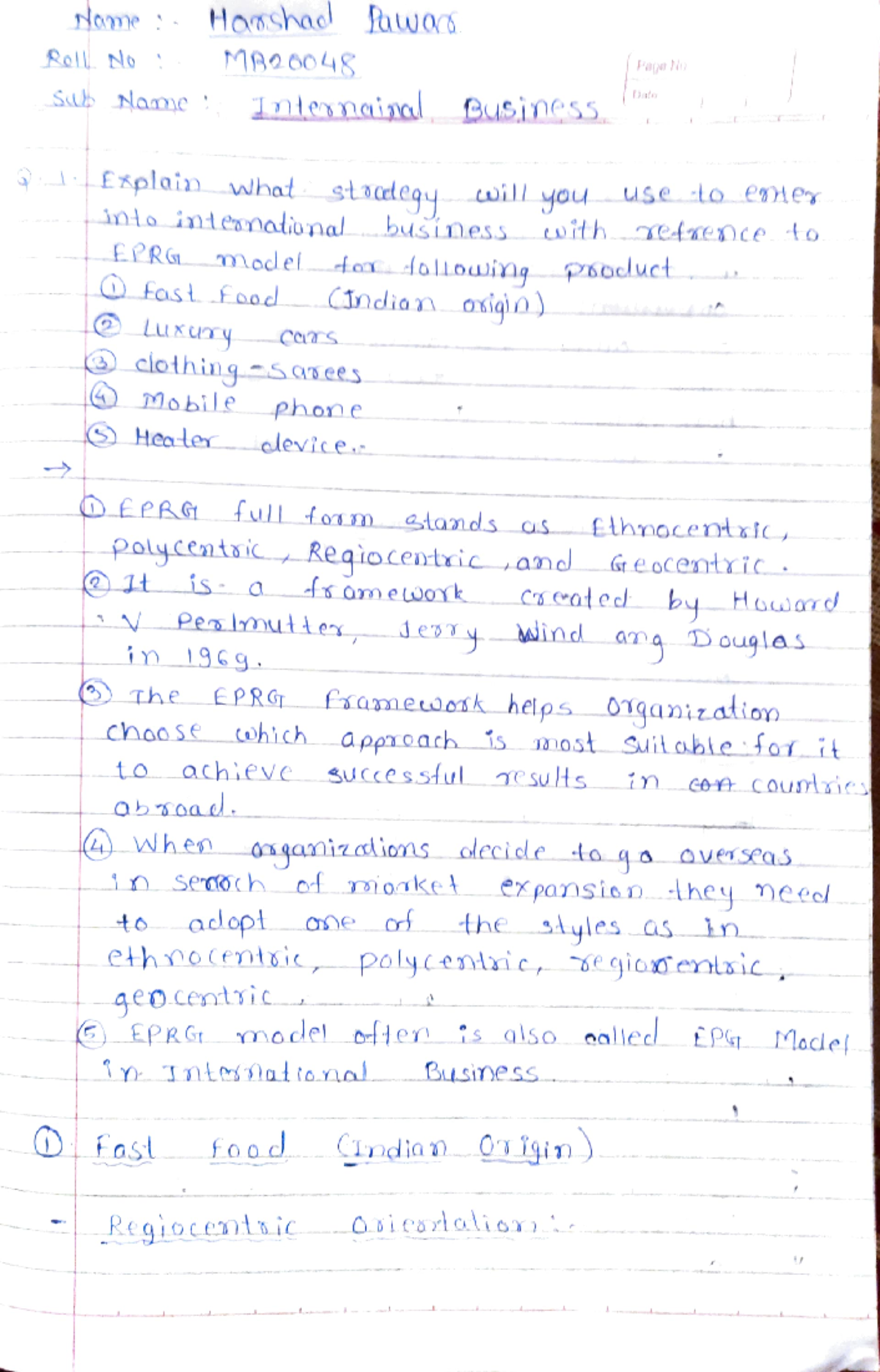 International Business Harshad Pawar MB2004 8 - Nome Homshad lawos M8O ...