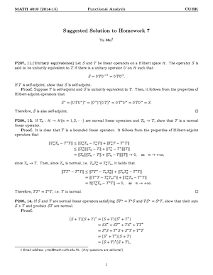 Solution 5 - Functional analysis - MATH 4010 (2014-15) Functional ...