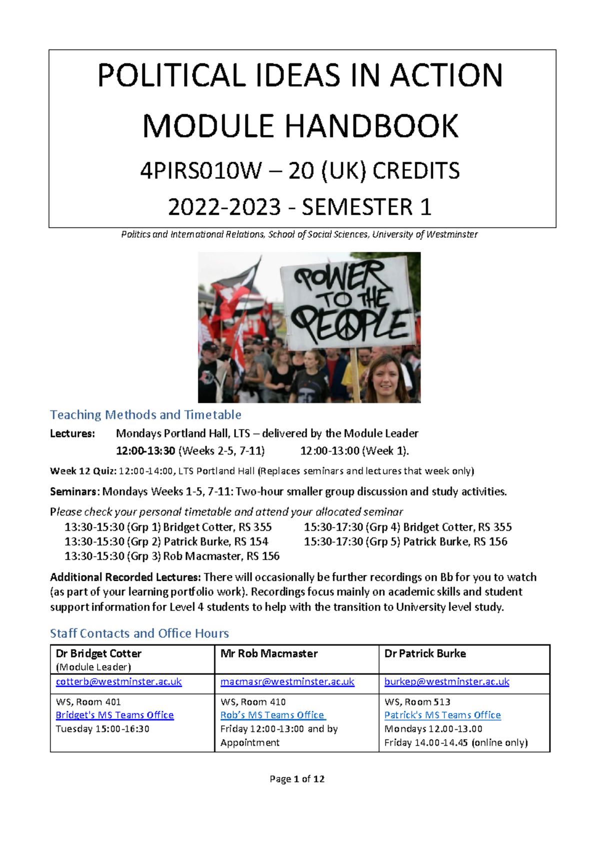 4PIRS010W Module Handbook - 2022-2023 - Politics and International ...