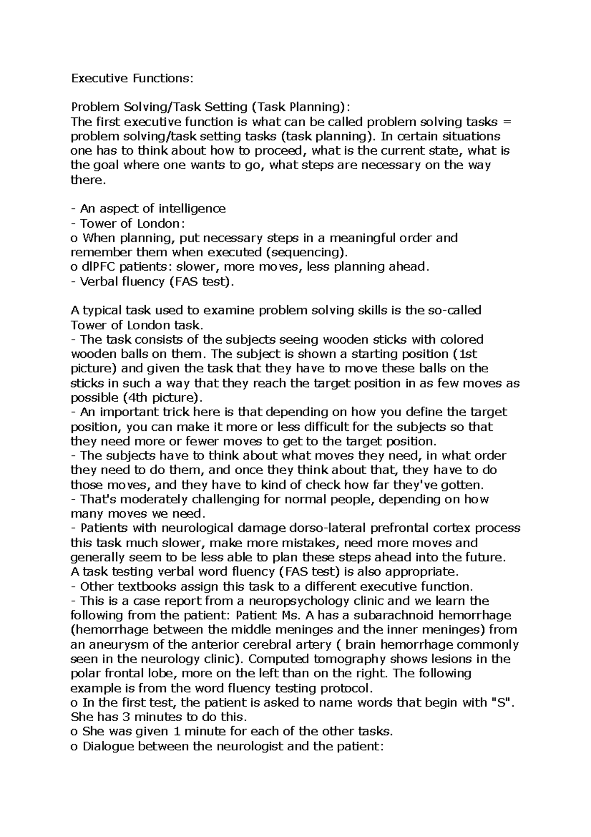 Executive Functions - Psycho Notes - Executive Functions: Problem ...