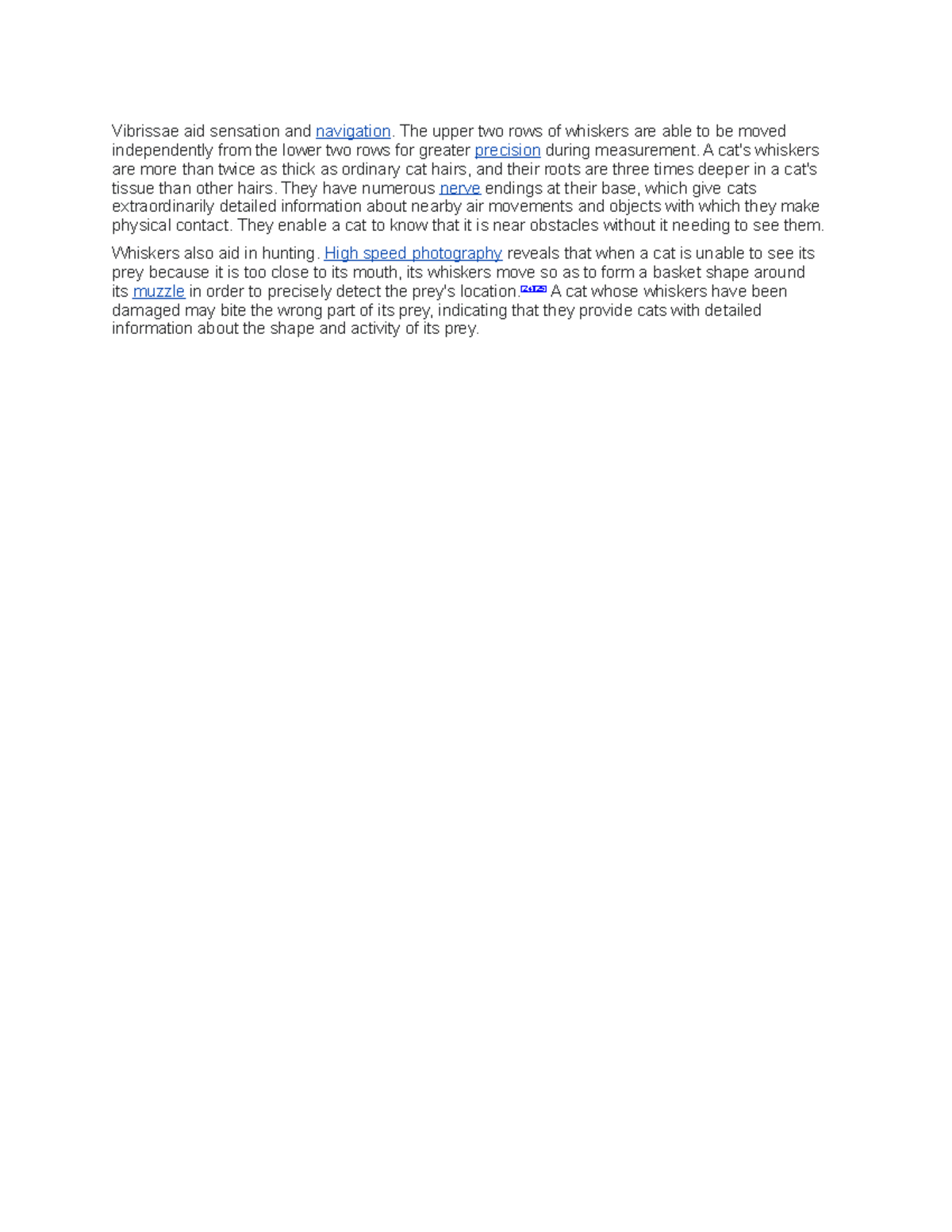 Vibrissae aid sensation and - The upper two rows of whiskers are able ...