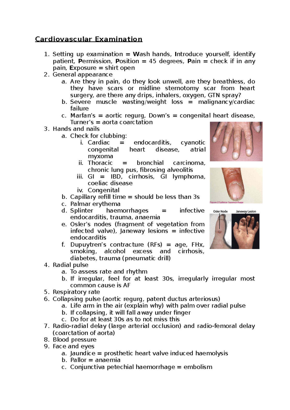 Cardiovascular Examination OSCE Cardiovascular Examination Setting Up