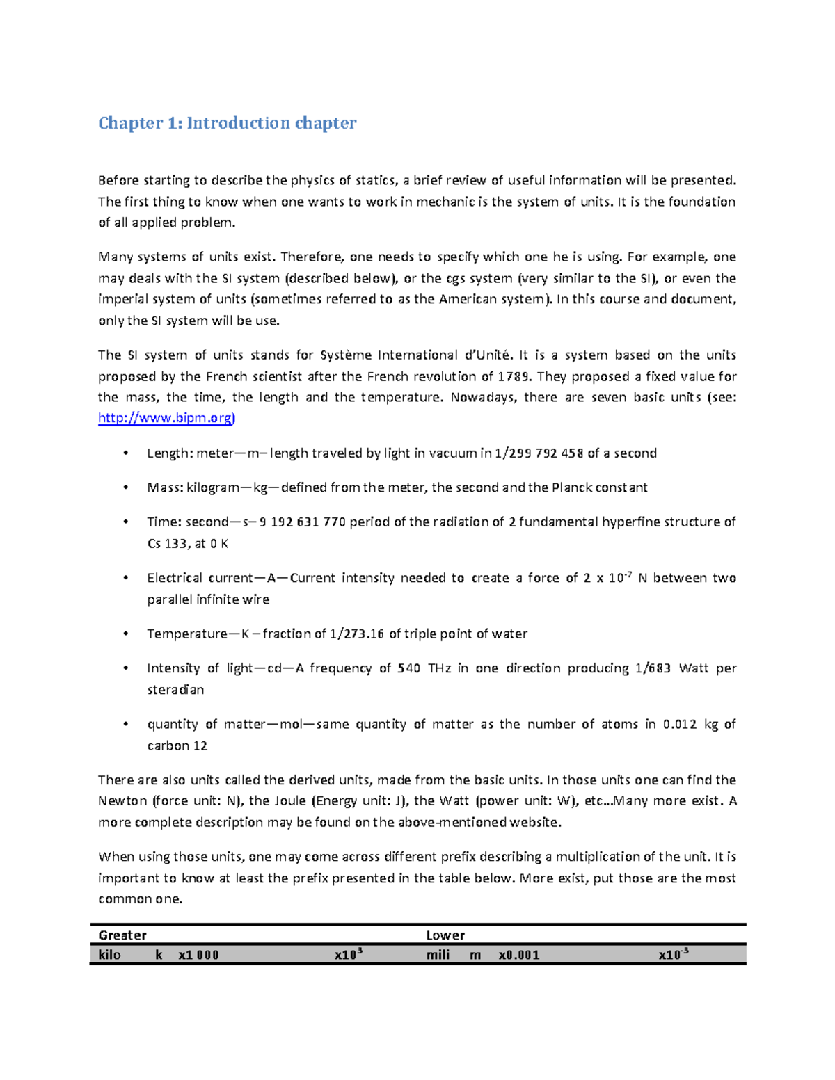 Chapter 1 Statics - Chapter 1: Introduction chapter Before starting to ...