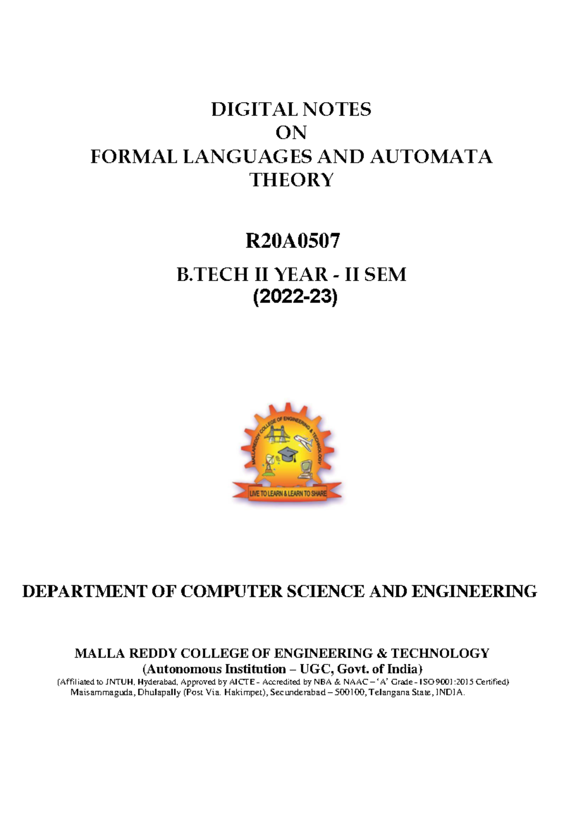 FLAT(R20A0507) - Flat - Human values - JNTU Kakinada - Studocu