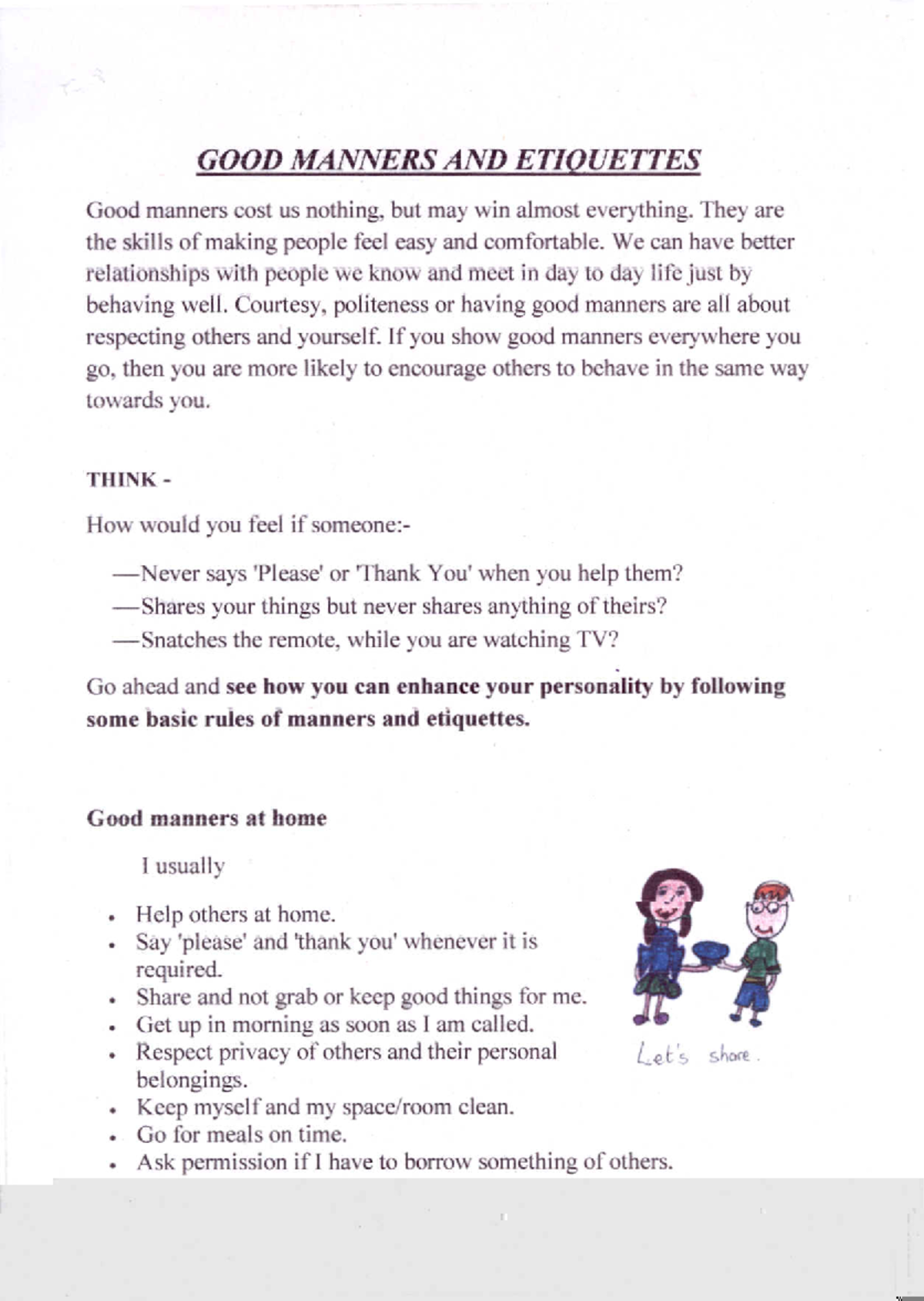 Good manner etiquette for social interaction - GOOD MANNERS AND ...