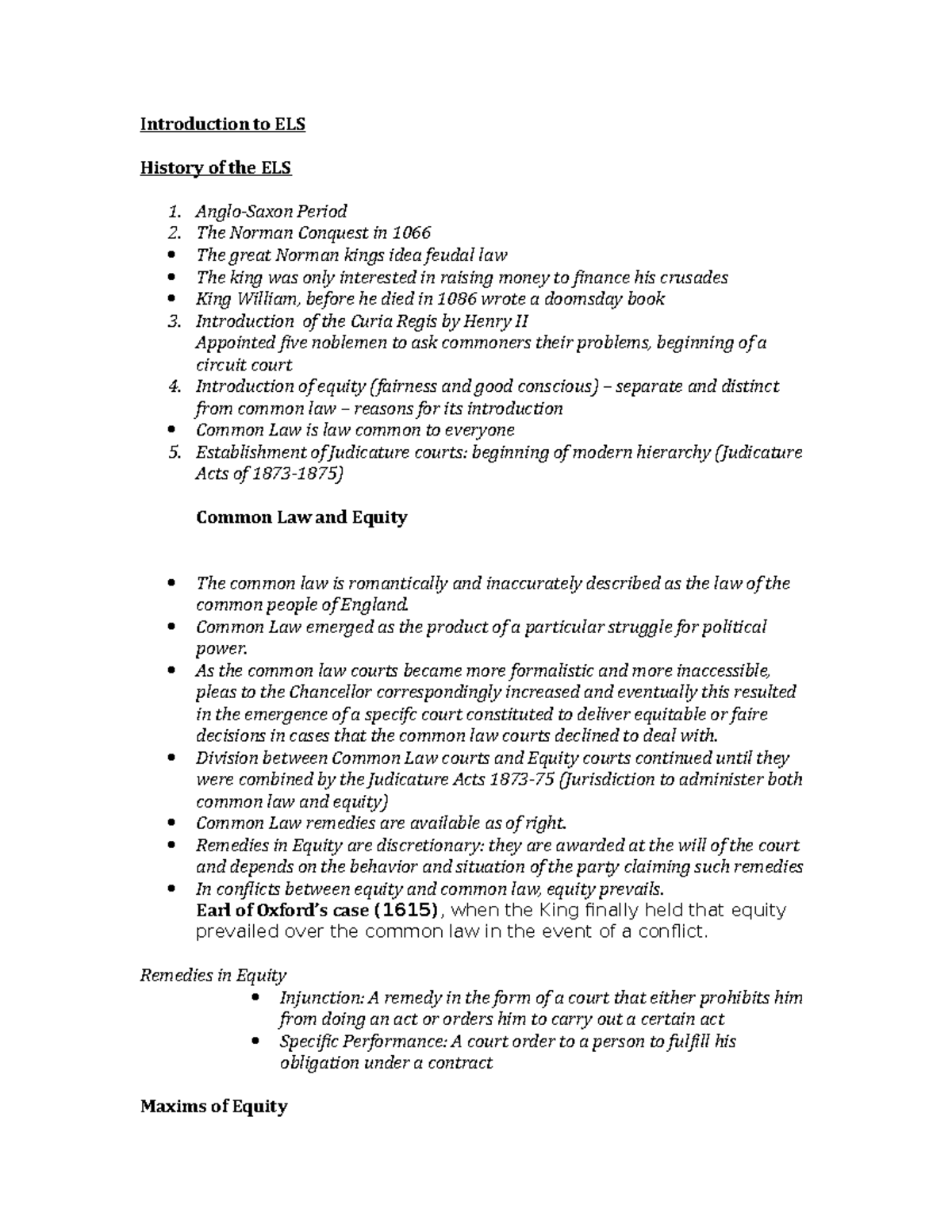 Introduction to ELS (Lecture Notes) - Introduction to ELS History of ...