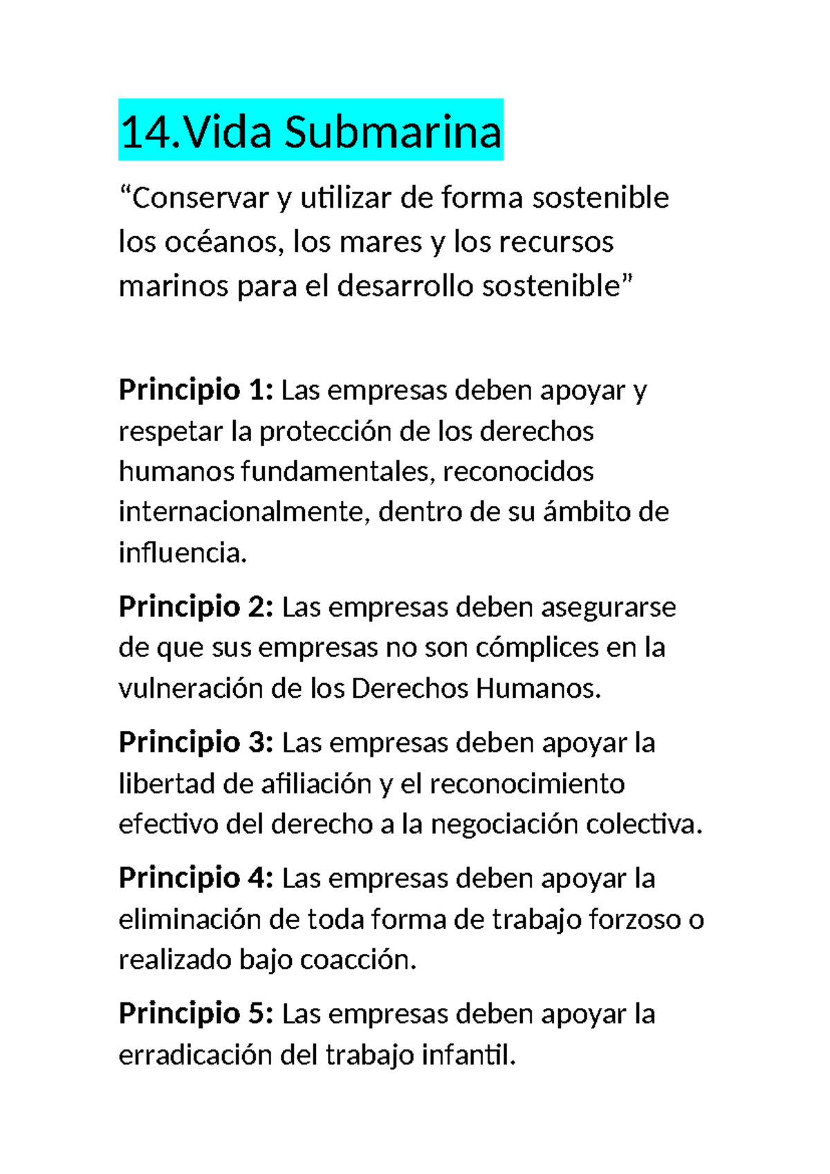 Vida Submarina y Vida de Ecosistemas - 14 Submarina “Conservar y ...