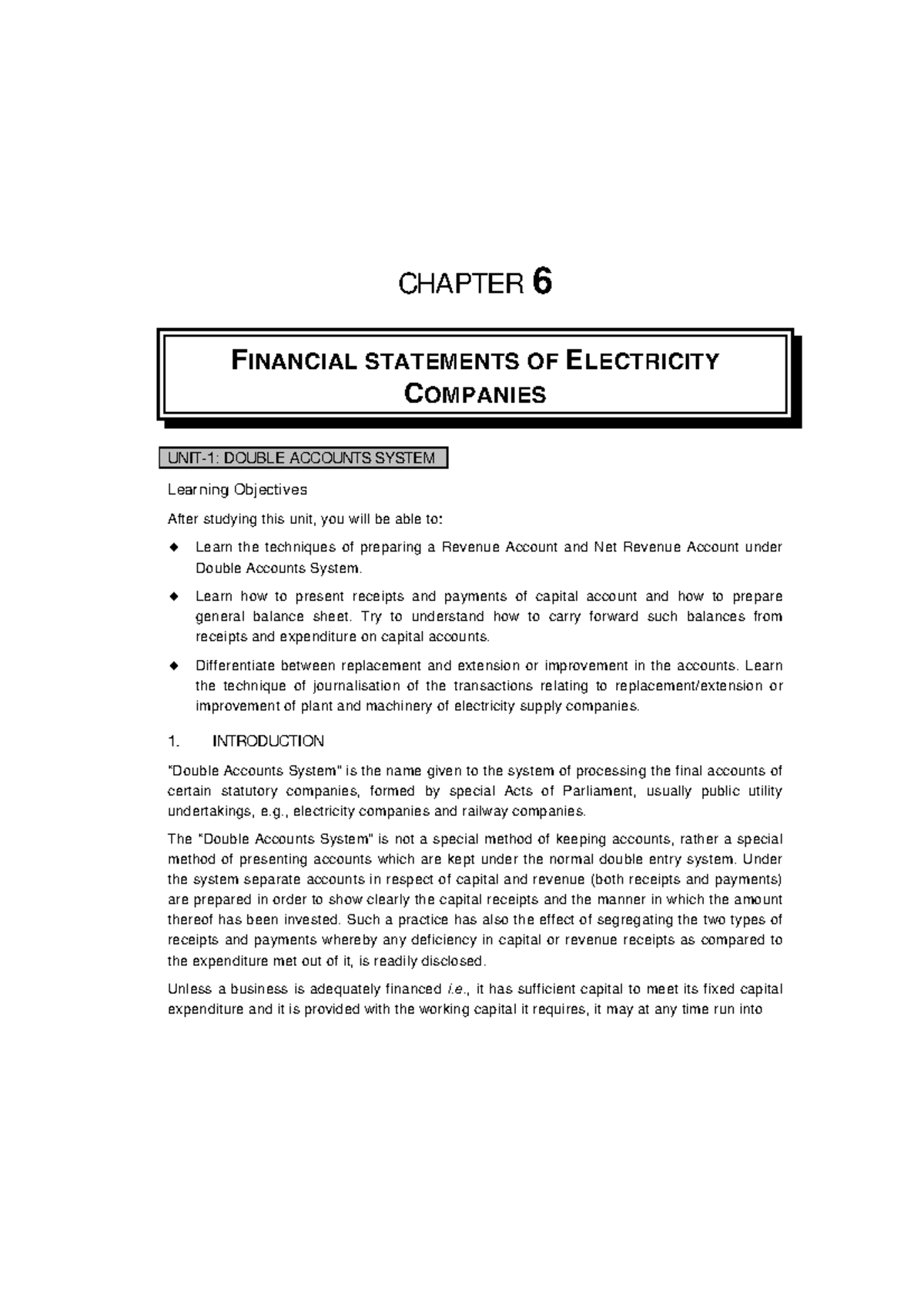 Double Account System - CHAPTER 6 F INANCIAL STATEMENTS OF E LECTRICITY ...