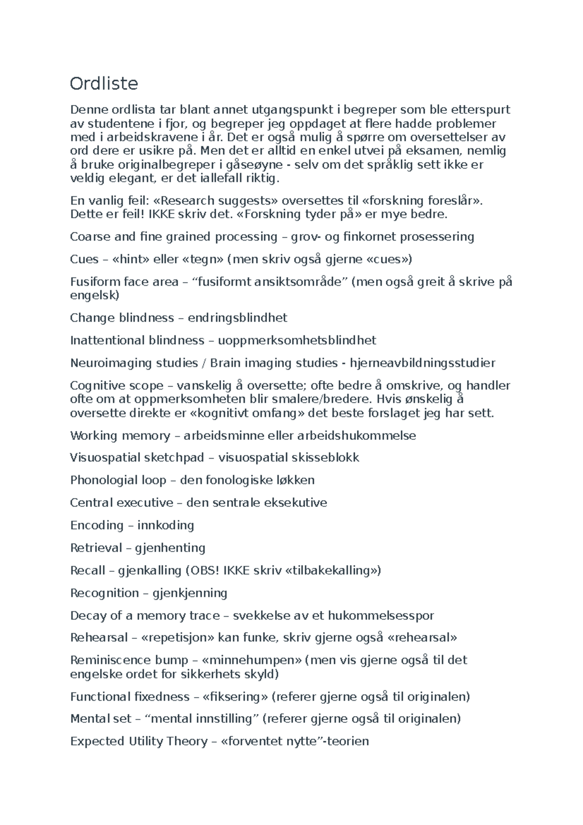 Ordliste- oversettelser - Ordliste Denne ordlista tar blant annet ...