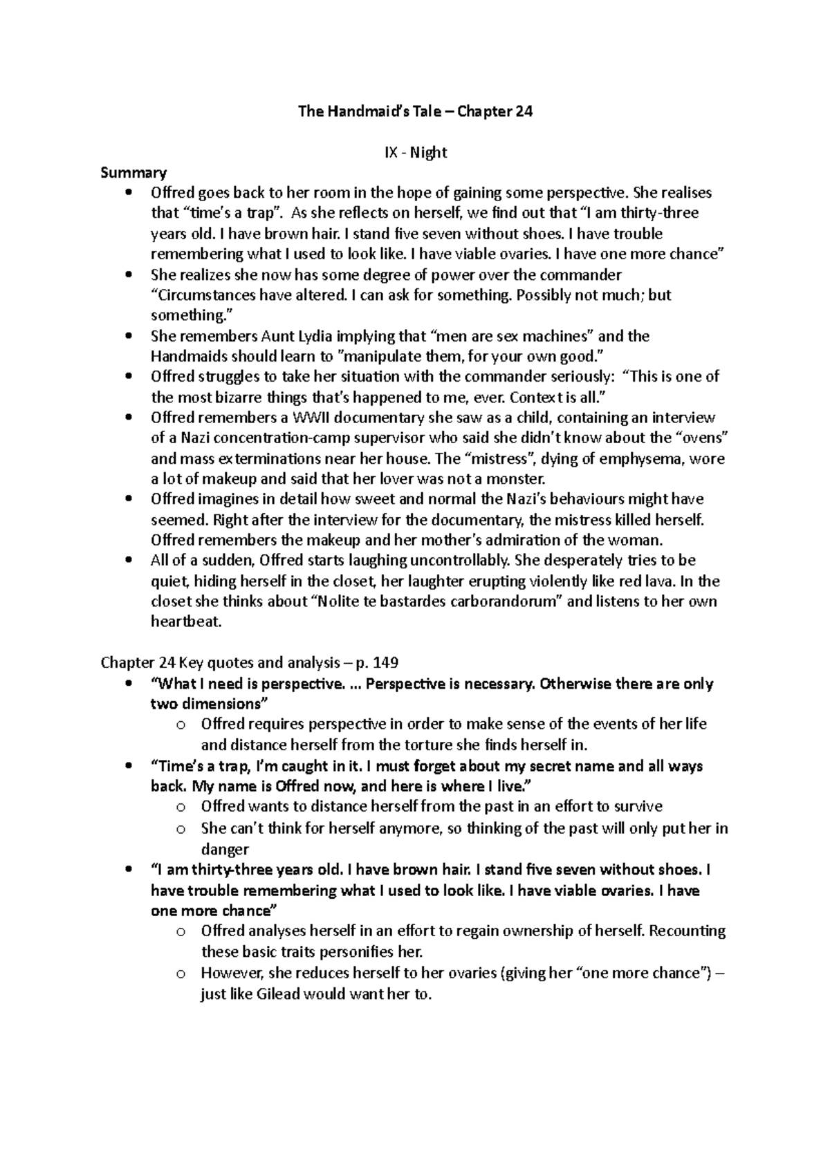 Handmaid's Tale - Chapter 24 - The Handmaid’s Tale – Chapter 24 IX ...