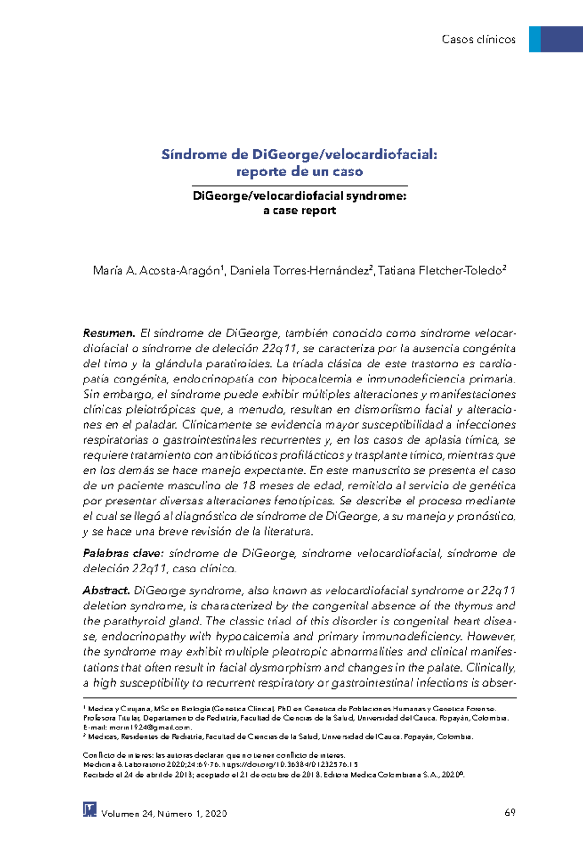 Biteca, Delecion 22Q Di George con DOI - Casos clínicos Síndrome de ...