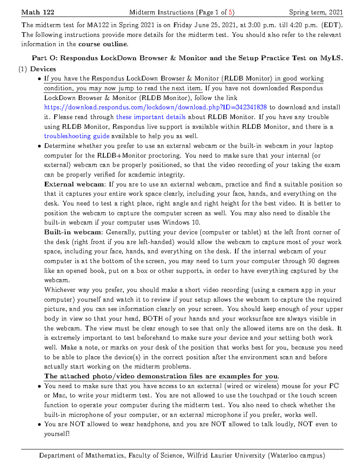 MA122-S21-Midterm Tech Instructions - The midterm test for MA122 in ...
