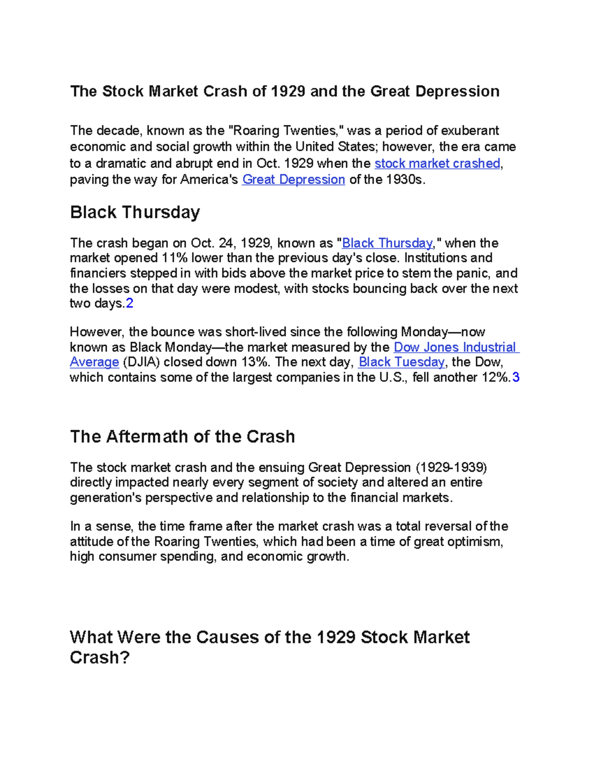 Wall street - The Stock Market Crash of 1929 and the Great Depression ...