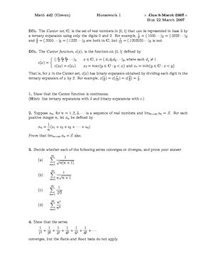 Math442HW5 - HWs for Math 44200, Carl Cowen class - Math 442 (Cowen ...
