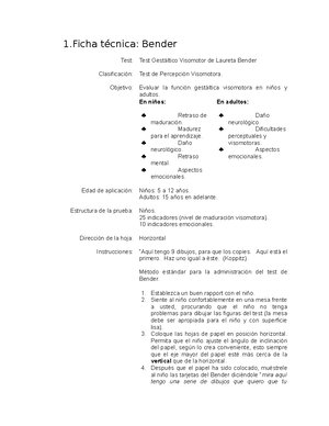 Ficha Tecnica Kopitz - 1 técnica: Koppitz Test: Test de la Figura ...