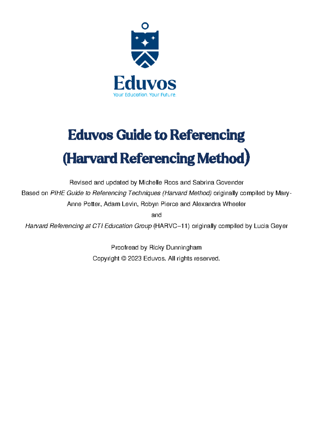 Eduvos Guide to Referencing (Harvard Referencing Method) 2023 - Eduvos ...