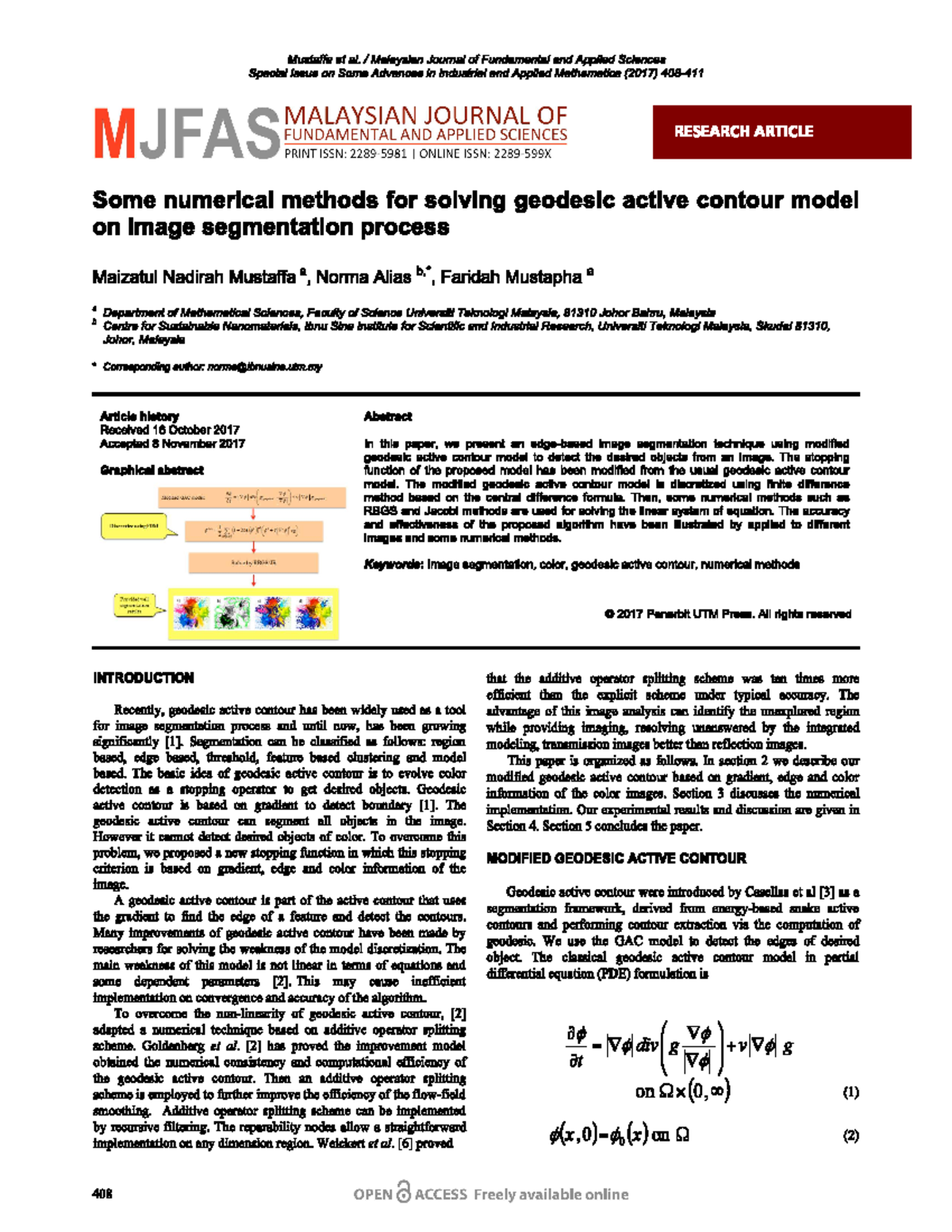 Geodesic active contour model on image segmentation process ...