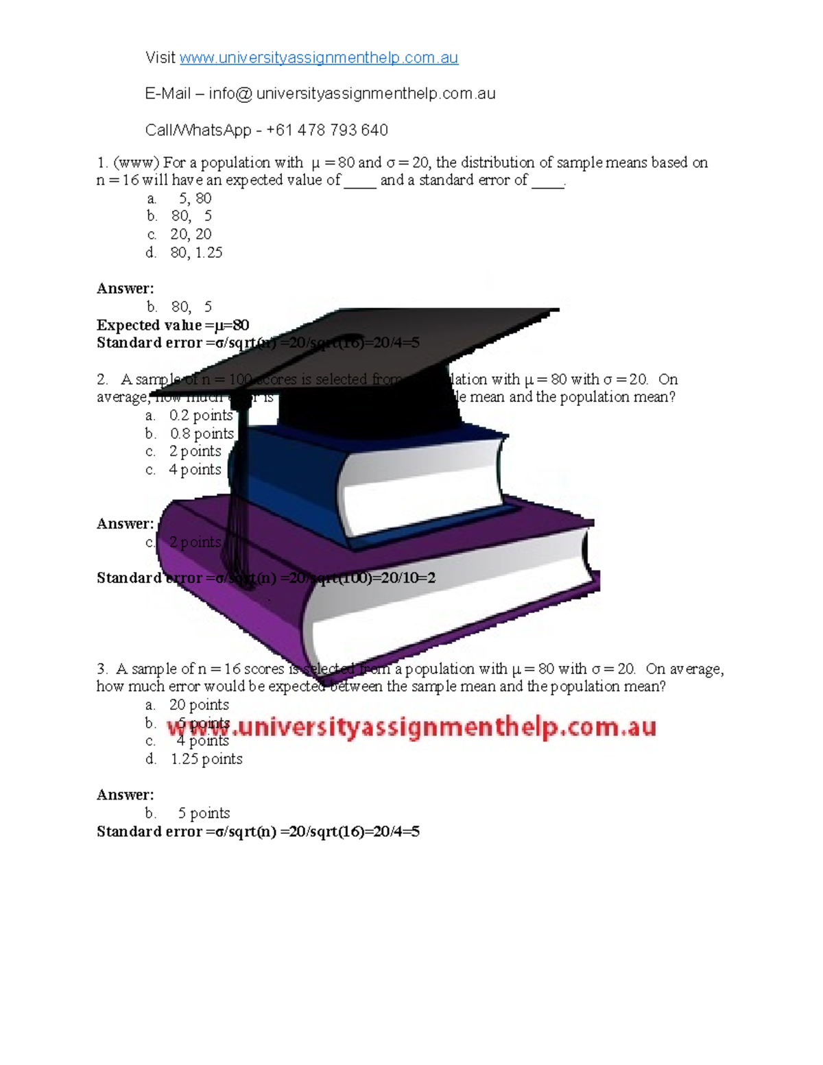 Statistics-Assignment-Sample.. (www) For a population with µ = 80 and σ ...