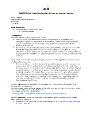 HIS 100 Module One Activity - Project topic selection - HIS 100 Module ...