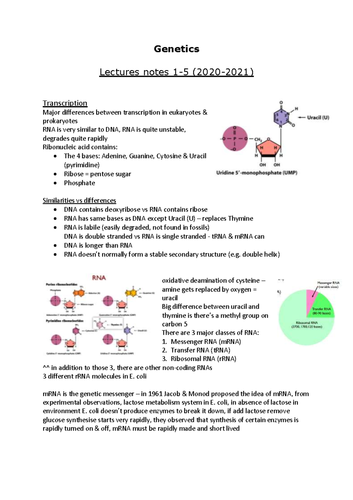 Genetics 20202021 lectures 1to5 - Genetics Lectures notes 1-5 (2020 ...