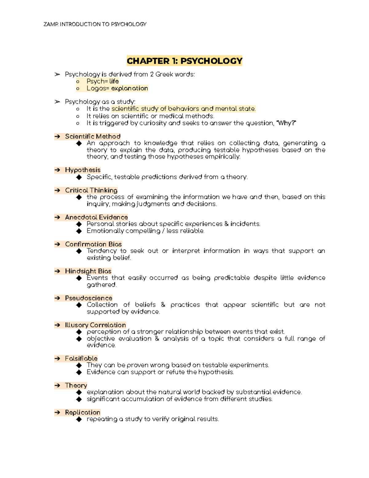 Intro to Psychology - Chapter 1 - CHAPTER 1: PSYCHOLOGY Psychology is ...