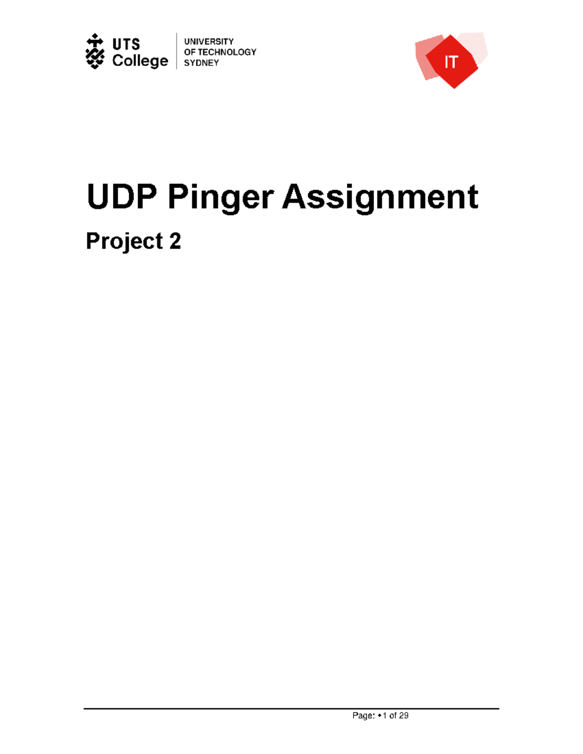 Network Fundamentals Project B - UDP Pinger Assignment Project 2 Table of Contents UDP Pinger ...