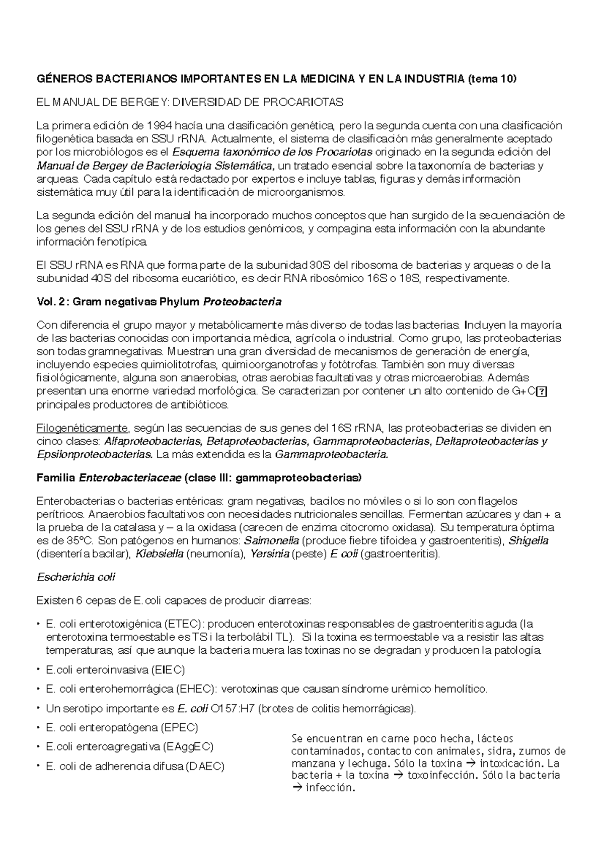 10. Géneros bacterianos importantes en medicina e industria ...