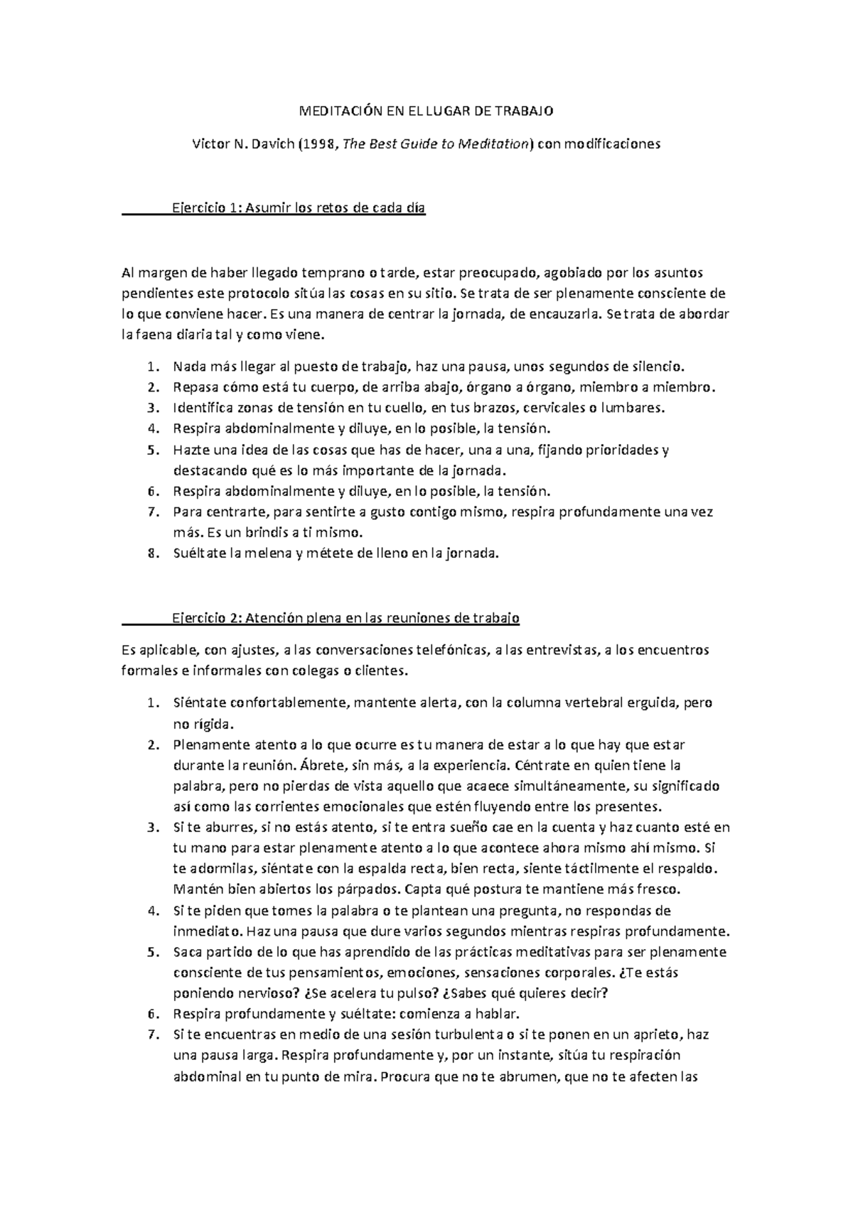 Meditación EN EL Lugar DE Trabajo ejercicios - MEDITACIÓN EN EL LUGAR ...