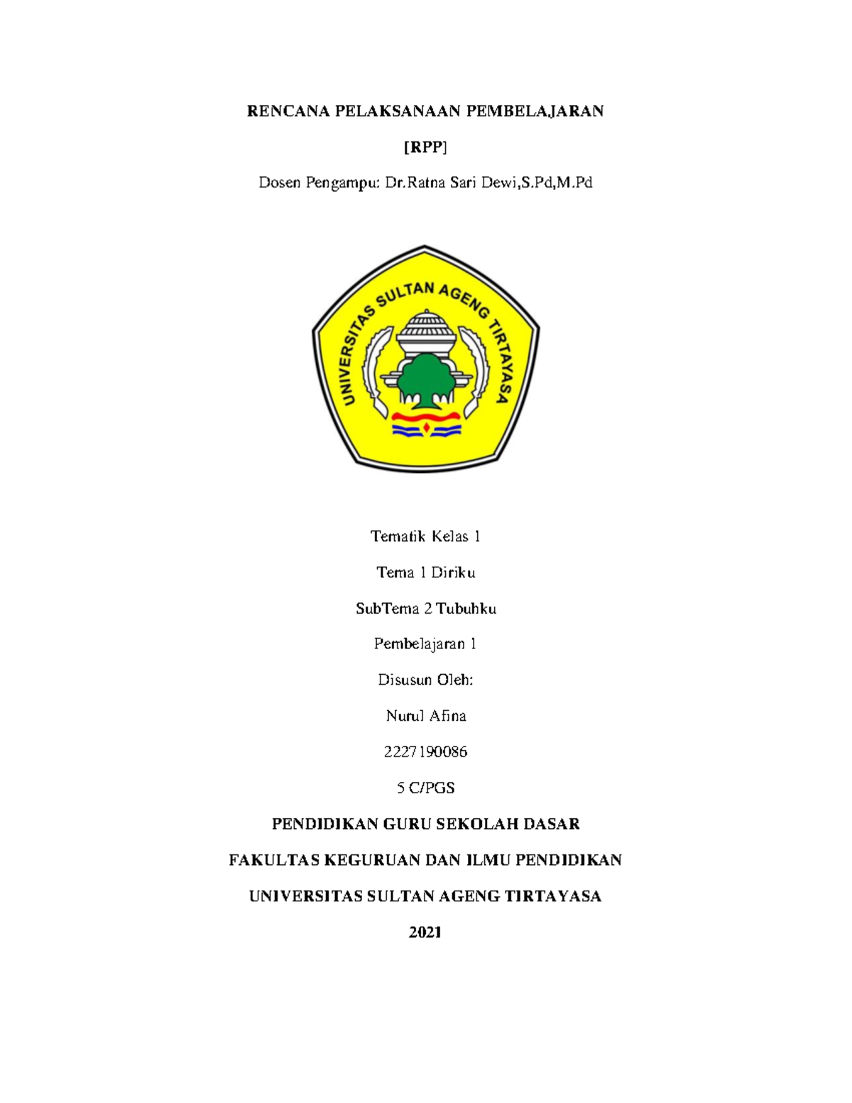 RPP kelas 1 tema 1 Subtema 2 pembelajaran 1 - RENCANA PELAKSANAAN ...
