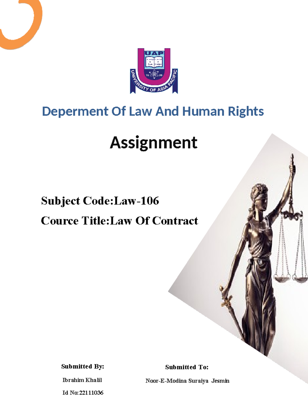 Law Of Contract - ergt - International Law - Deperment Of Law And Human ...