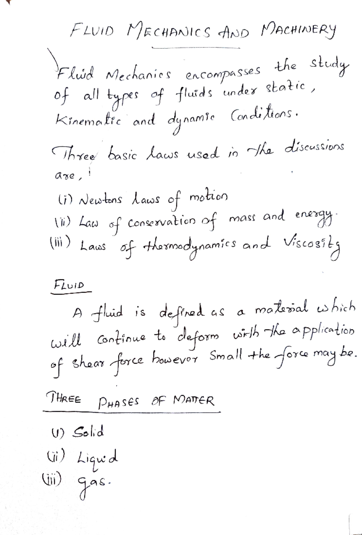 Fluid mechanics introduction - FLUID ECHANICS ANo ACHID¬RY Fluid Mechanic s encompaSses the ...