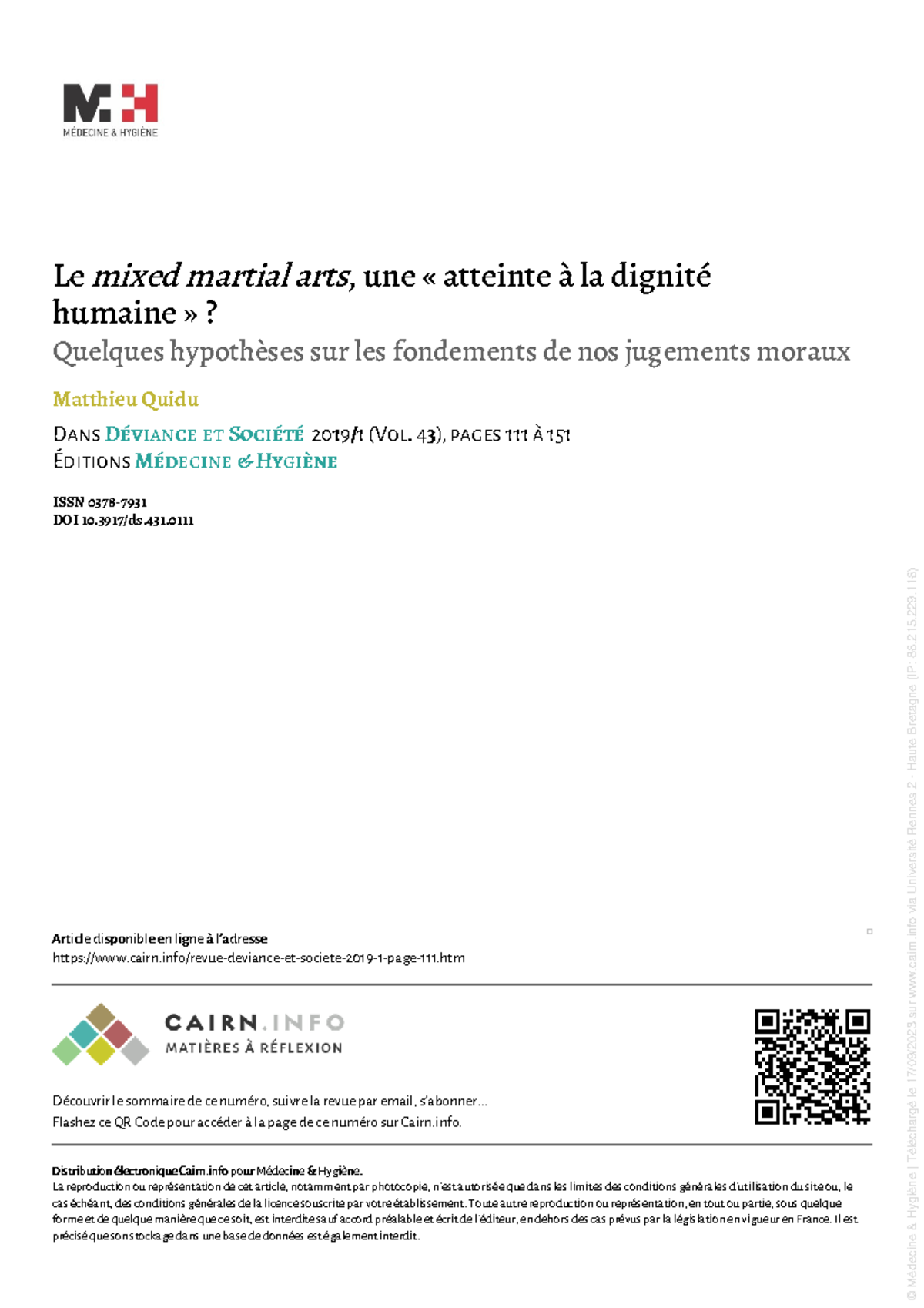 Quidu - Le mixed martial arts, une « atteinte à la dignité humaine ...