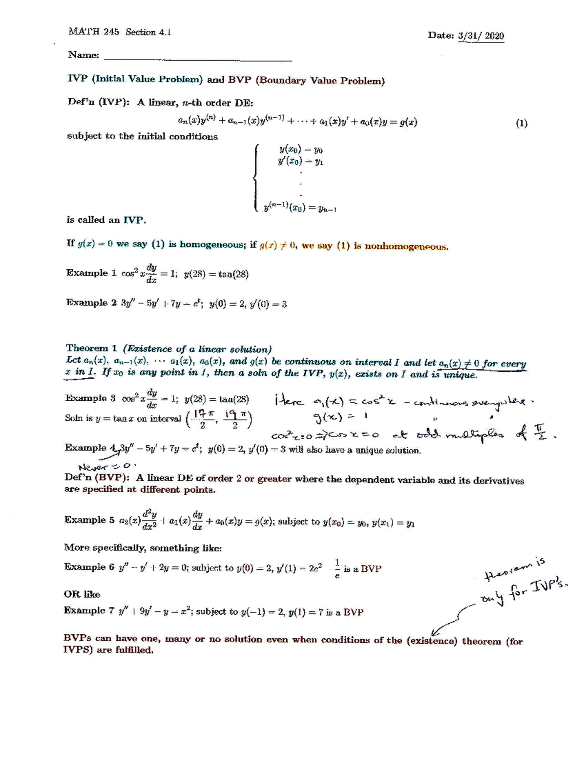 245-4 - Math245- Section 4.1 Notes - MATH 245 - Studocu