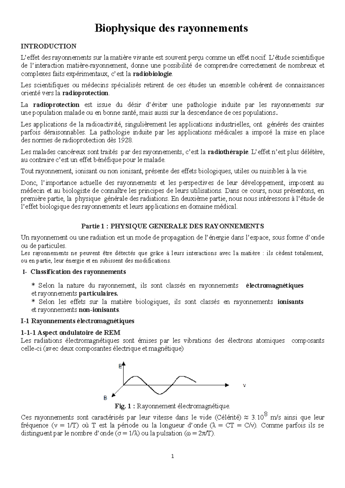 Biophysique rayo - Bacteria - Biophysique des rayonnements INTRODUCTION ...