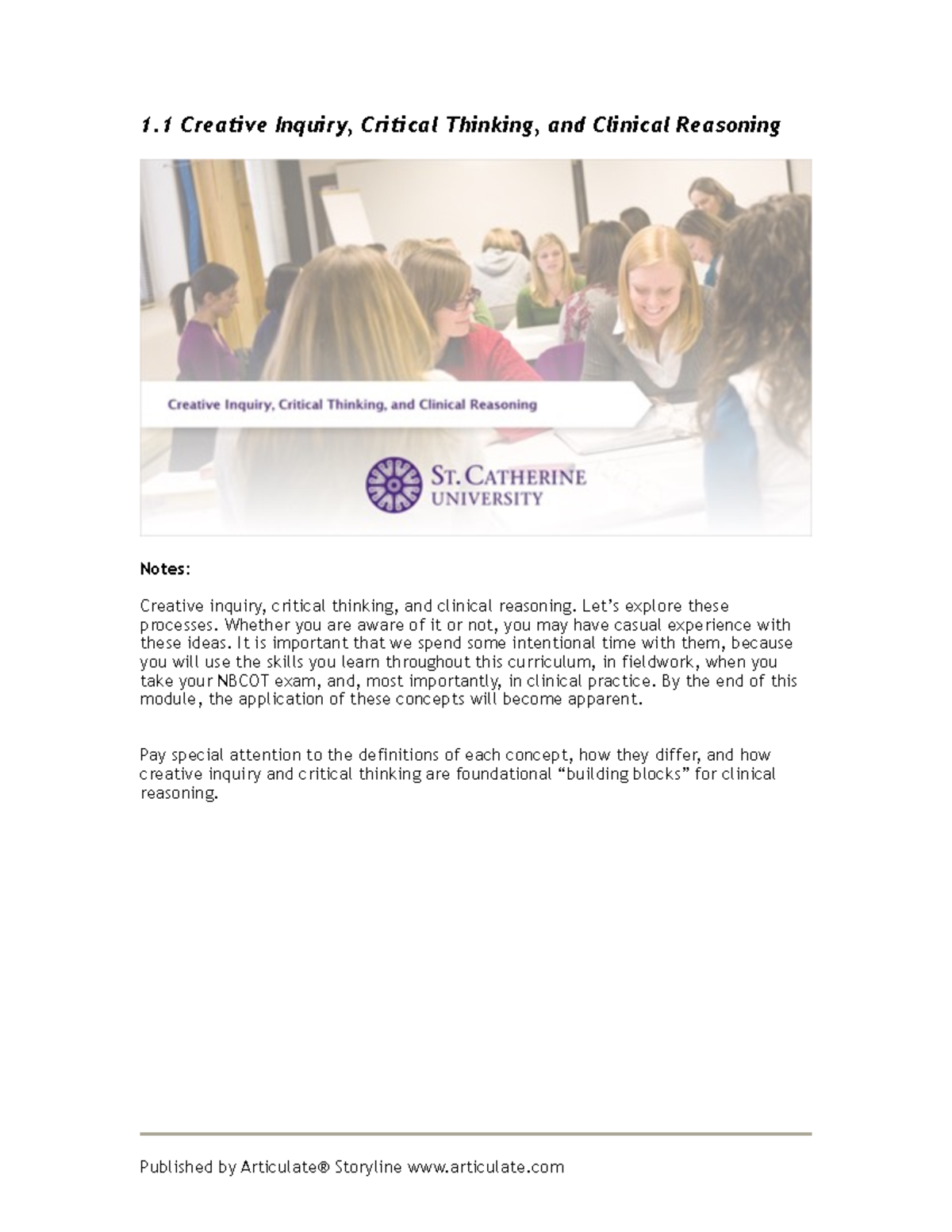 Creative Inquiry, Critical Thinking, and Clinical Reasoning Presentation Transcript - 1 Creative ...