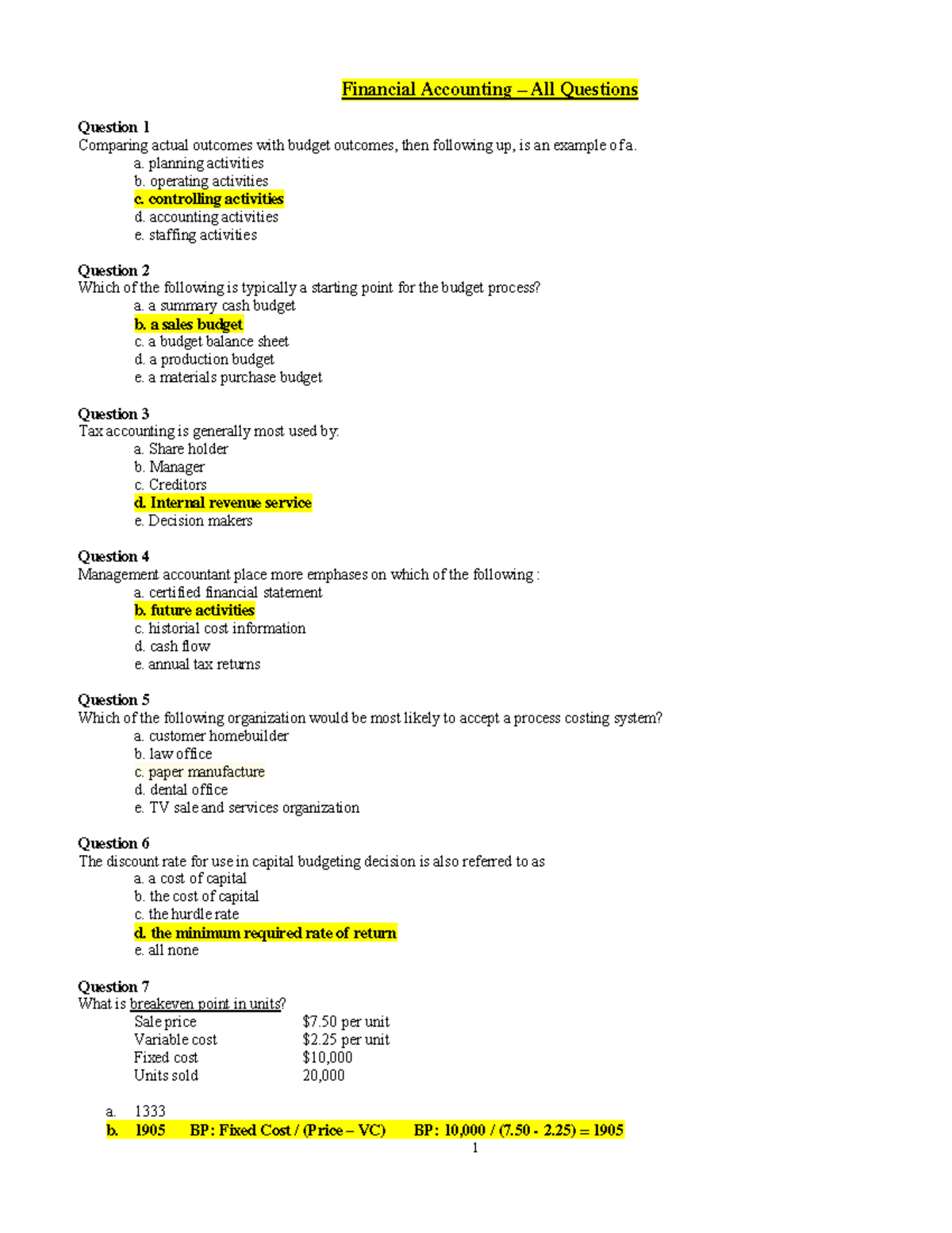 Bus 302L Financial Accounting Exam - Financial Accounting – All ...