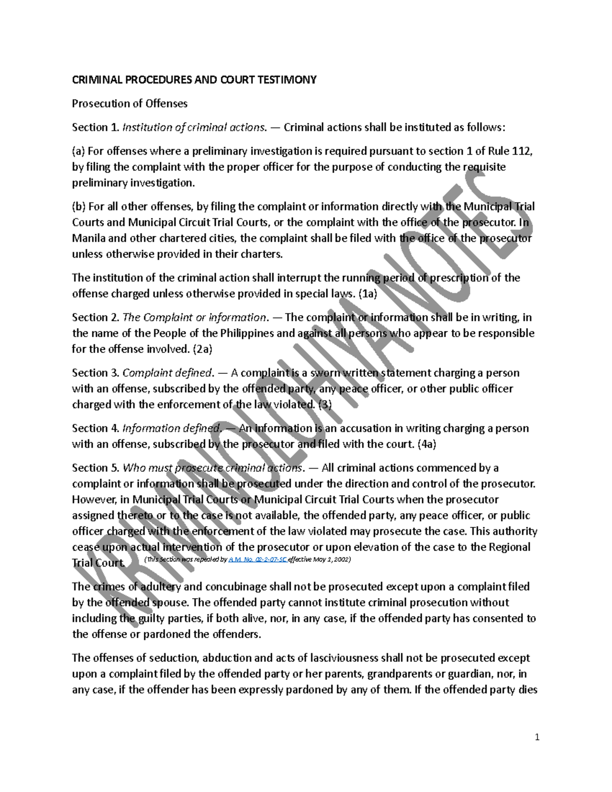 Criminal Procedures AND Court Testimony - CRIMINAL PROCEDURES AND COURT ...