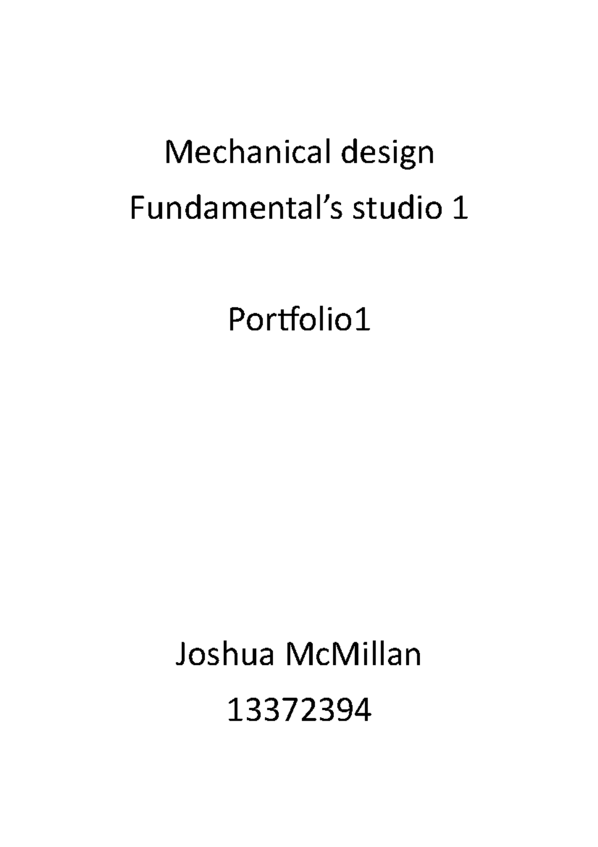 Portfolio 1- mechanical design - Mechanical design Fundamental’s studio ...