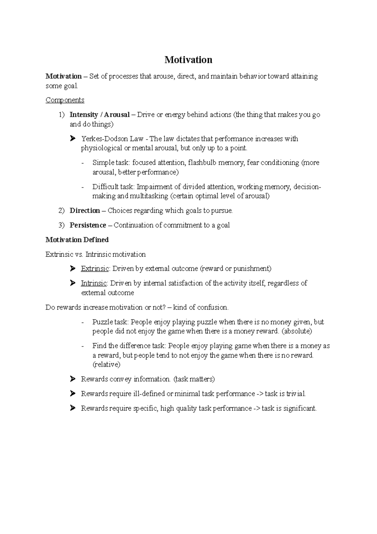 Motivation lecture notes - Motivation Motivation – Set of processes ...