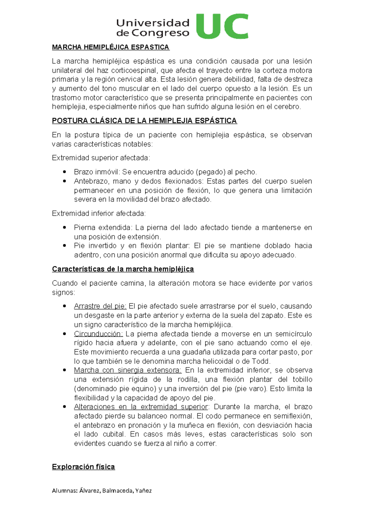 Marcha Hemipléjica Espastica - MARCHA HEMIPLÉJICA ESPASTICA La marcha ...