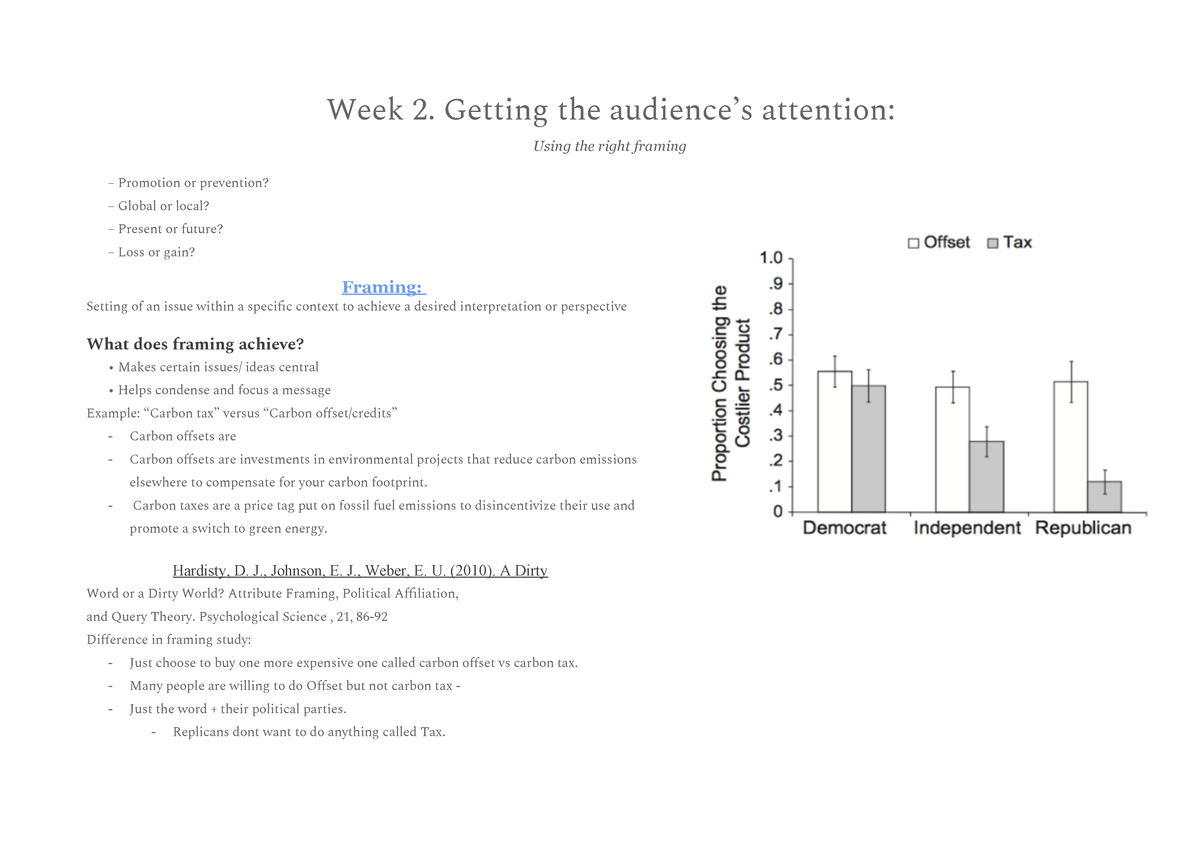 2. Framing - Notes - Week 2. Getting the audience’s attention: Using ...