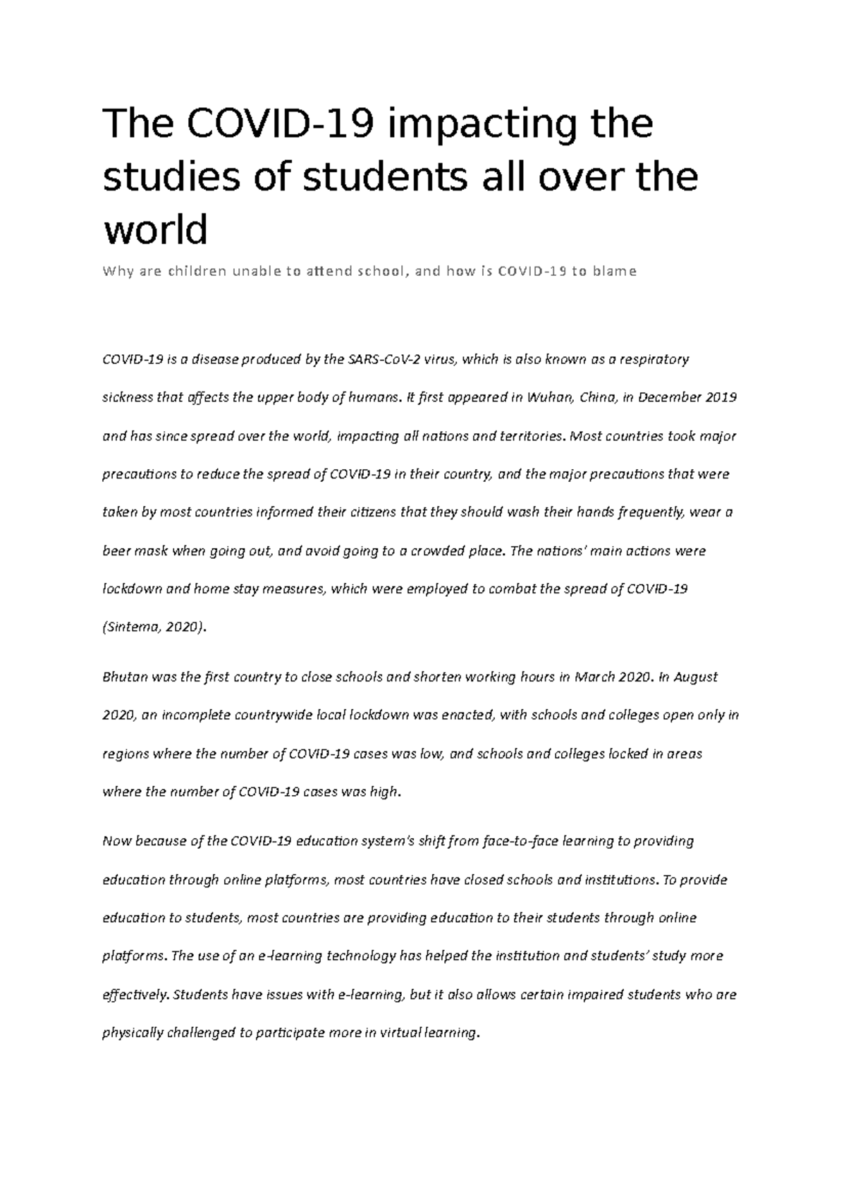 The Covid article by manpreet singh - The COVID-19 impacting the ...