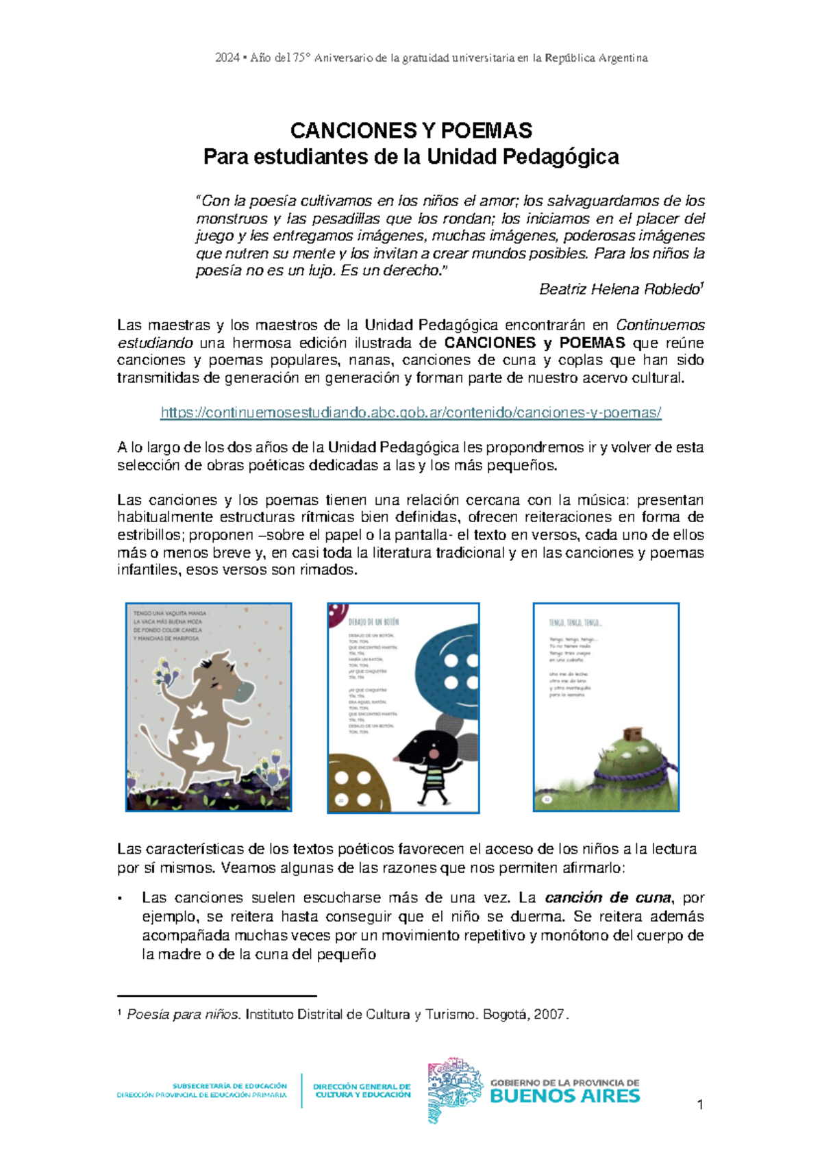 Canciones Y Poemas - Orientaciones para docentes de la Unidad ...